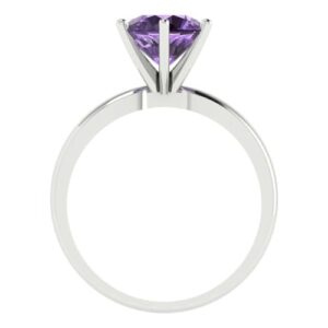 Clara Pucci 2.0 ct Round Cut Solitaire Simulated Alexandrite Engagement Bridal Promise Anniversary Ring in 18K White Gold Size 3.5