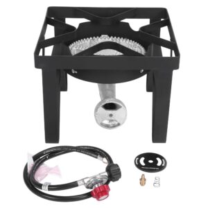 frithjill outdoor stove propane gas cooker with adjustable 0-20psi regulator,20w btu propane gas single burner cast iron gas cooker with stand