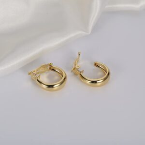 FAMARINE Gold Hoop Clip on Earrings for Women Fashion Hoops Clip Earrings Non Piercing Earrings