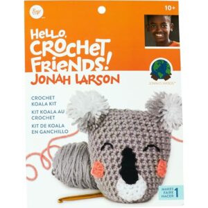 boye 3629012001 jonah's hands stuffed koala crochet kit for beginners, 7 pcs, multicolor