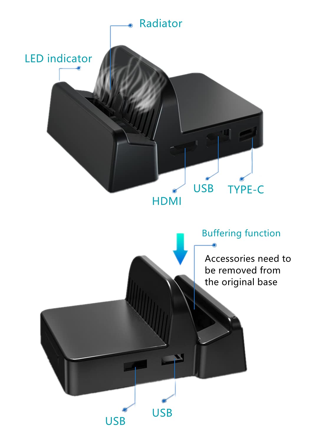 Onyehn Portable Heat Dissipation Base Replacement Shell,DIY Charging Dock Cooling Stand for Nintendo Switch(Only The case,Dock & Circuit Board Chip NOT Included)