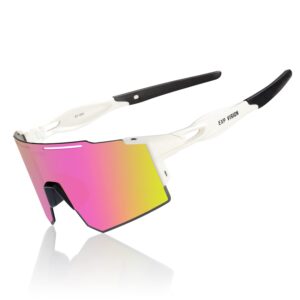 exp vision polarized cycling glasses, uv 400 sports sunglasses biking goggles running hiking golf fishing driving (pink)