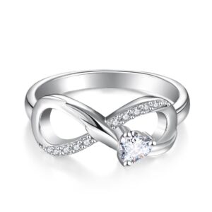 STARCHENIE Infinity Promise Ring 925 Sterling Silver Angel Wings Heart Ring for Women Size 8