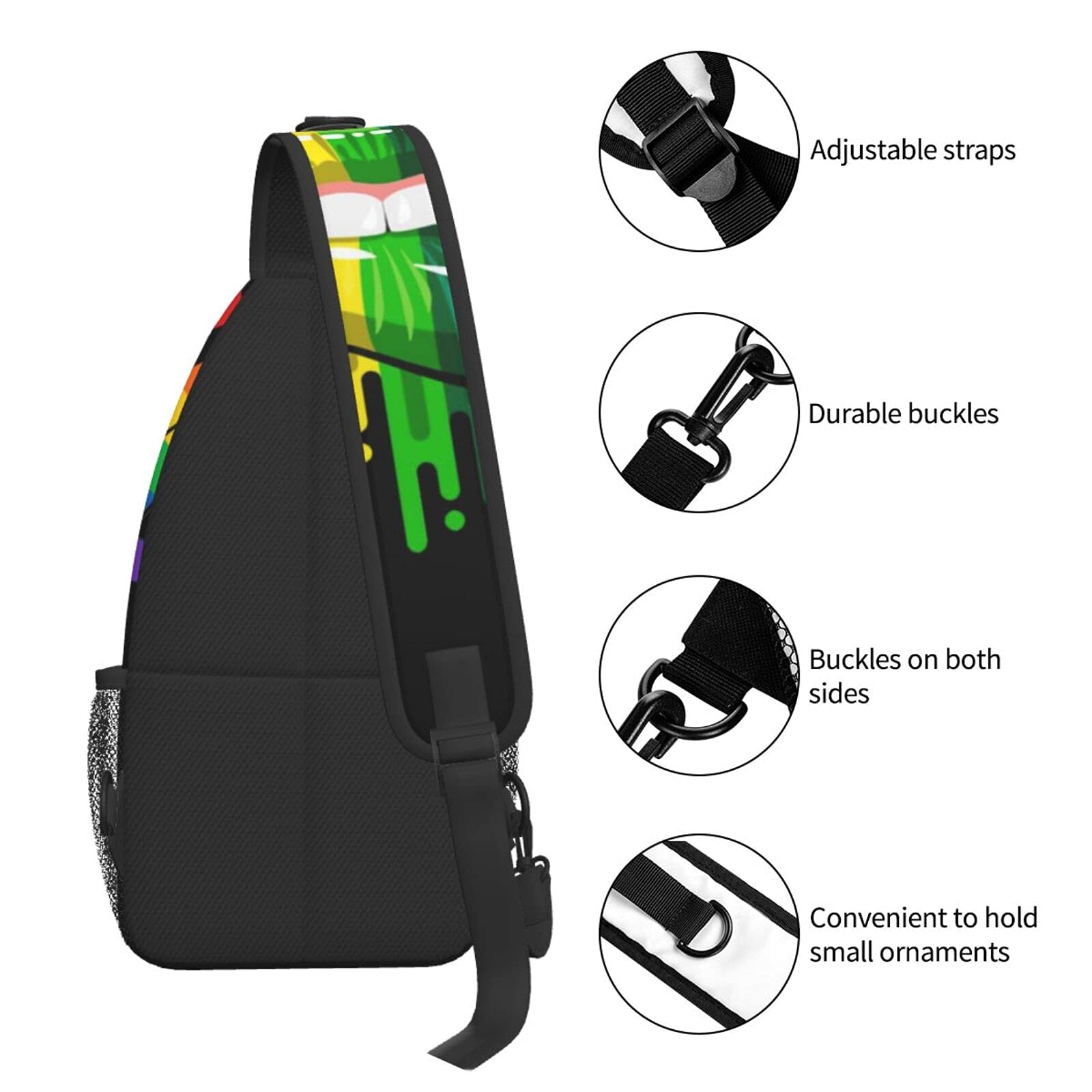 AMRANDOM Mens & Womens Shoulder Chest Sling Bags Lgbt Pride Lips Black Backpacks for Travel Outdoors Running, Fashion Casual Crossbody Bags, One Size