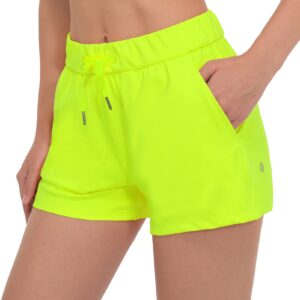 piqidig shorts for women running workout shorts athletic gym shorts with pocket fluorescent green