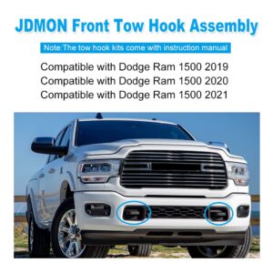 JDMON Compatible with Heavy Duty Front Tow Hooks with Hardware Dodge Ram 1500 2019 2020 2021 Replaces 68272944AB 68272945AB