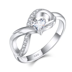 starchenie infinity promise ring 925 sterling silver angel wings heart ring for women size 8