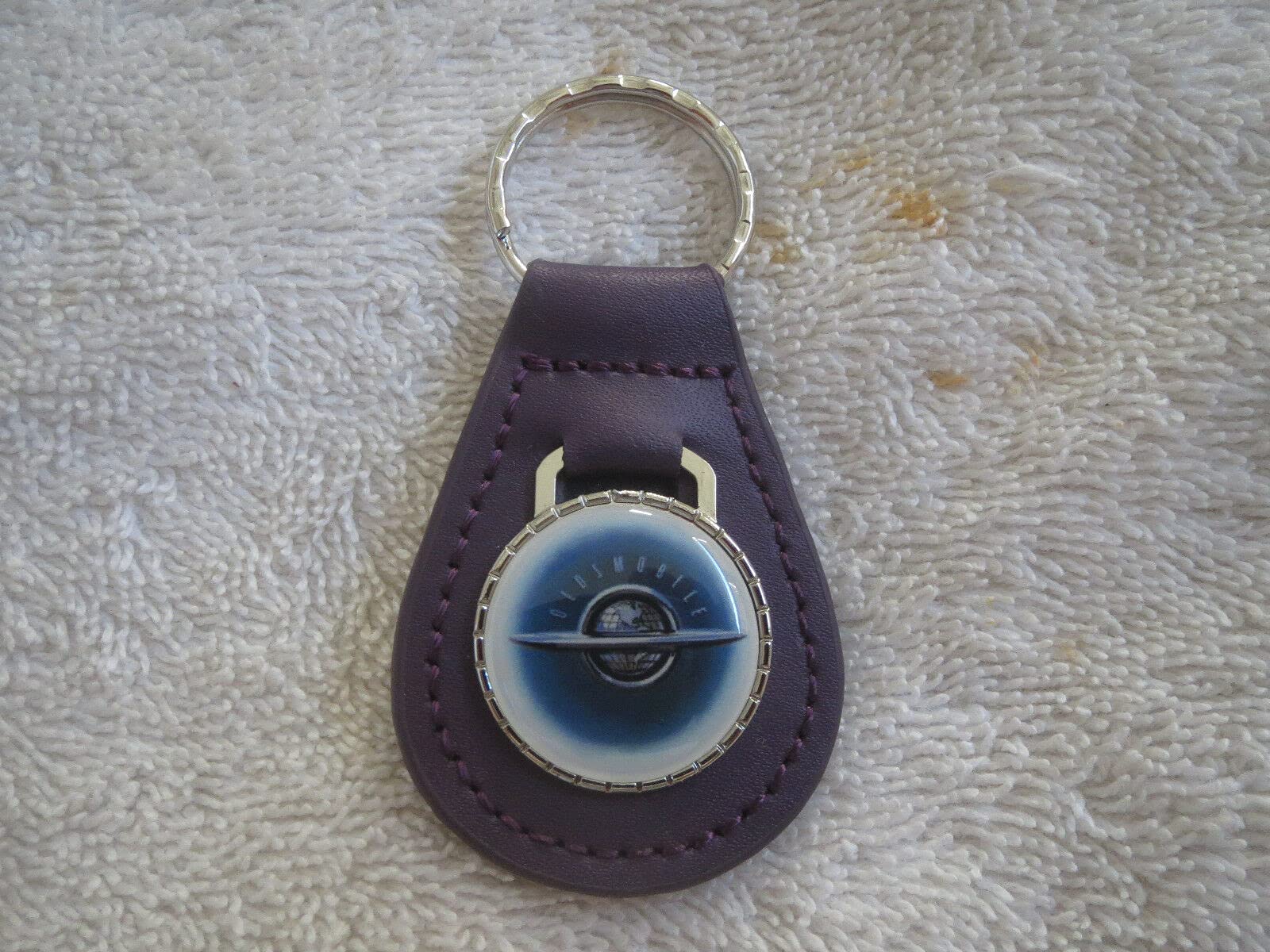 1930's 1940's 1950's OLDS WORLD VINTAGE LOGO LEATHER KEYCHAIN - PURPLE