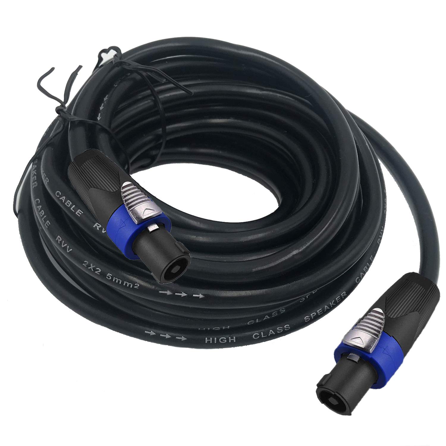 ROCMUZZK 2 Pack 50ft Pro Speakon to Speakon Cable, Pair 12AWG Patch Cords, Professional Speakon Audio Cable Cord with NL4FC Connectors