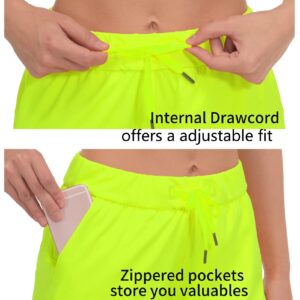 PIQIDIG Shorts for Women Running Workout Shorts Athletic Gym Shorts with Pocket Fluorescent Green