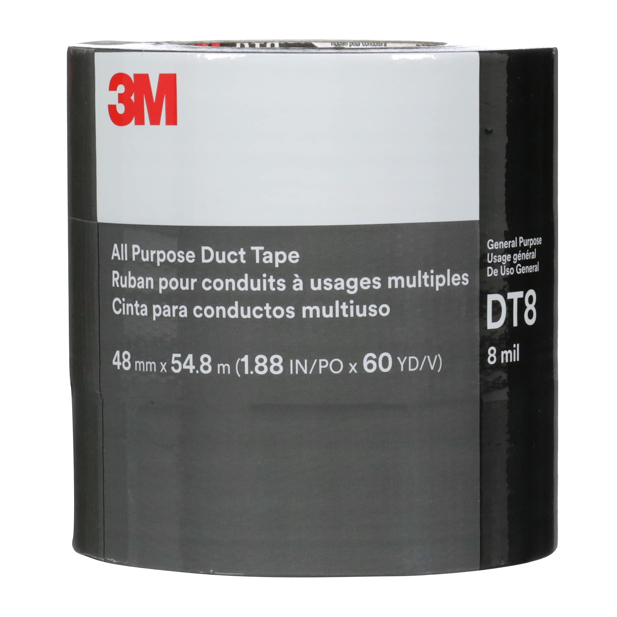 3M Duct Tape DT8, 3 Pack, Industrial Strength, Multi-Use, Silver, 1.88" x 60 yd, Professional Grade Adhesive