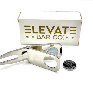 Elevate Bar Co. Multi-Use Magnetic Cigar Holder, Golf Divot & Marker Tool- Silver