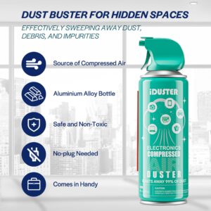 iDuster Disposable Compressed Duster, Computer Cleaner, Keyboard Cleaner, 1 Pack, 10 oz