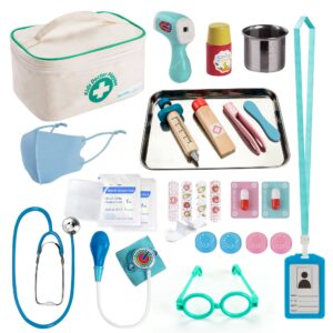 doctor kit for toddlers 3-5, 27pcs doctor kit for kids, pretend doctor playset, durable medical kit with toy stethoscope, medical bag and other accessories, doctor toy gifts for boys and girls ages 3+