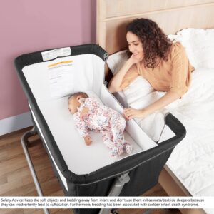 Dream On Me Waves 3-in-1 Baby Bassinet, Bedside Sleeper and -Playard, Seven Adjustable Height Position, Lightweight and Portable Bedside Bassinet, JPMA Certified