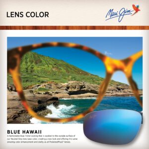 Maui Jim Men's and Women's Kaiwi Channel Polarized Wrap Sunglasses, Blue Black Stripe/Blue Hawaii, Medium