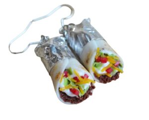 burrito mini food polymer clay dangle earrings