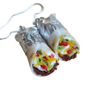 Burrito Mini Food Polymer Clay Dangle Earrings