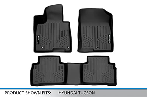 SMARTLINER All Weather Custom Fit Black 2 Row Floor Mat Liner Set Compatible with 2022-2023 Hyundai Tucson