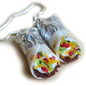 Burrito Mini Food Polymer Clay Dangle Earrings