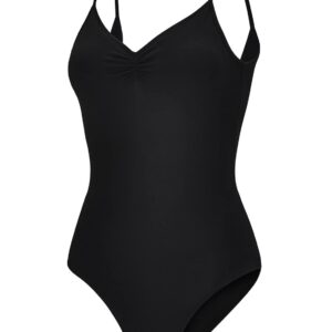 Dance Elite Camisole Leotard For Women - Lana - Womens Dance Leotard With High Leg And V-Neck (Black, Adult S)