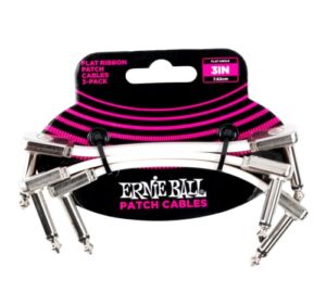 ernie ball flat ribbon patch cable 3-pack, 3in, white (p06384)