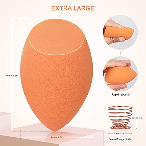 XL EXTRA LARGE Make Up Beauty Sponges Blender-Product contains: 1x Small(8cm) 1xExtra Large(11cm) and 2 Sponge Holder-for Face Body, Blush Cream, Liquid Foundation Powder Application, Ivory