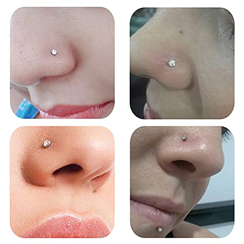 MILACOLATO 20G Nose Rings 316L Surgical Stainless Steel Nose Ring Studs L Shaped Studs Rings CZ Nose Ring Labret Nose Piercing Jewelry for Men Women