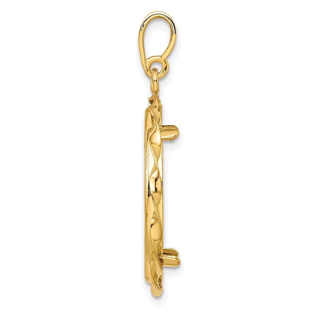 Roy Rose Jewelry Gold Coin Pendant Mounting - 22mm Coin Size - Hand Twisted Ribbon Design Frame - 14K Yellow Gold - Prong Set with Bail