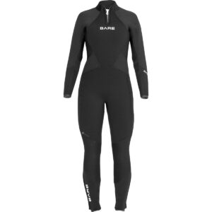 bare 5mm evoke women's wetsuit | warmest women's wetsuit within bare lineup | full stretch neoprene combined with a unique graphene omnired fabric | comfortable | great for scuba diving | black 02