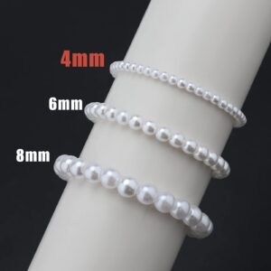 Savita 3000 Pieces 4 mm Round White Satin Beads Spacer Beads for DIY Crafts Necklaces Bracelets Earrings Rings Jewellery Making