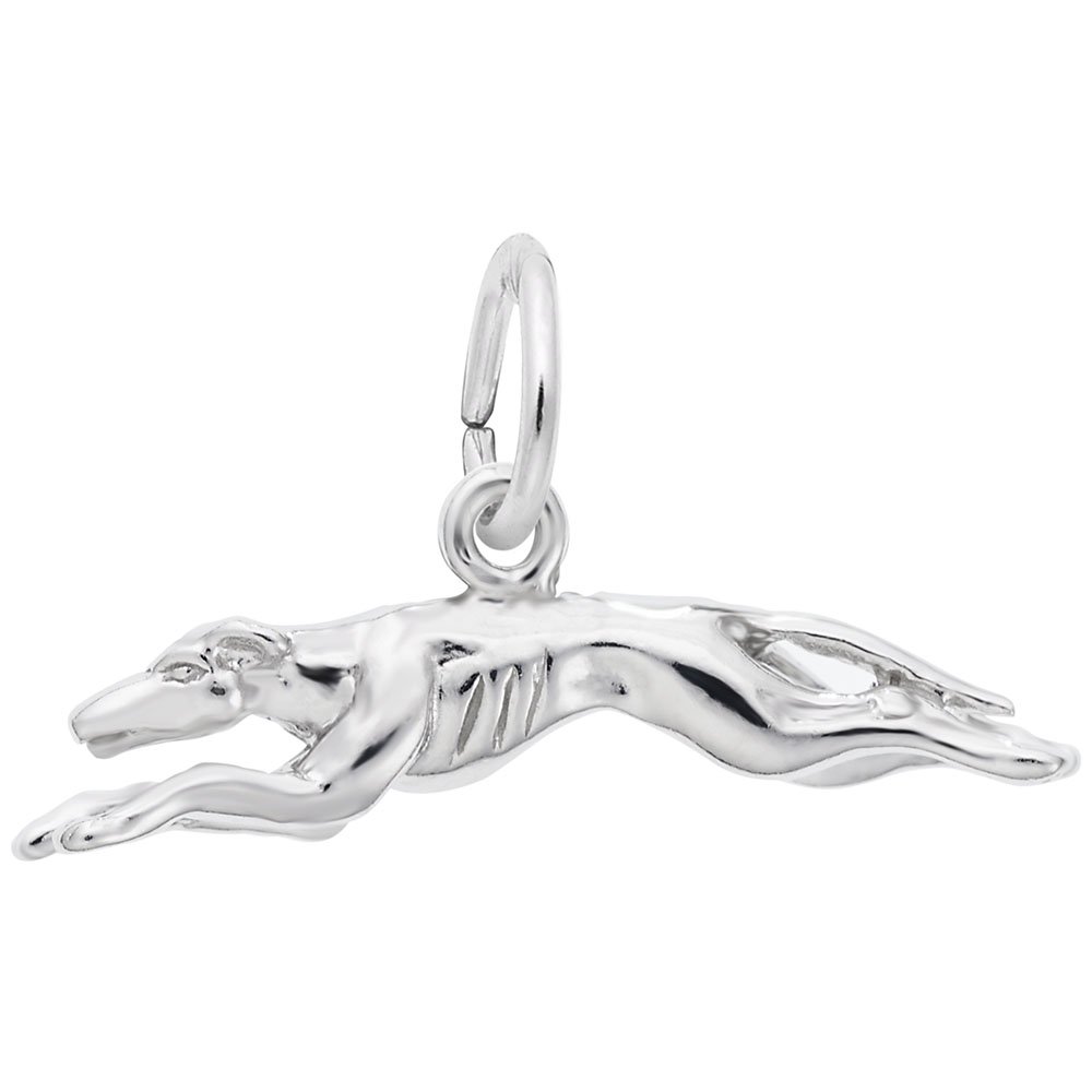 Sterling Silver Greyhound Dog - 0.93" x 0.25" (23.56mm x 6.38mm)