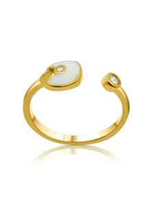 zenn verse brass double stone finger ring eye-catchy ornament beautiful vintage gem crystal ring brings charm good looking adjustable finger ring