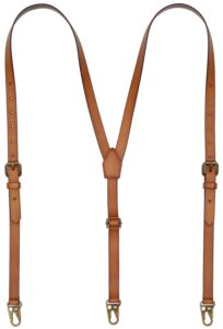 rc rockcow leather suspenders for men, y design leather suspenders with 3 hooks, adjustable mens suspenders wedding & party essentials groomsmen gift brown