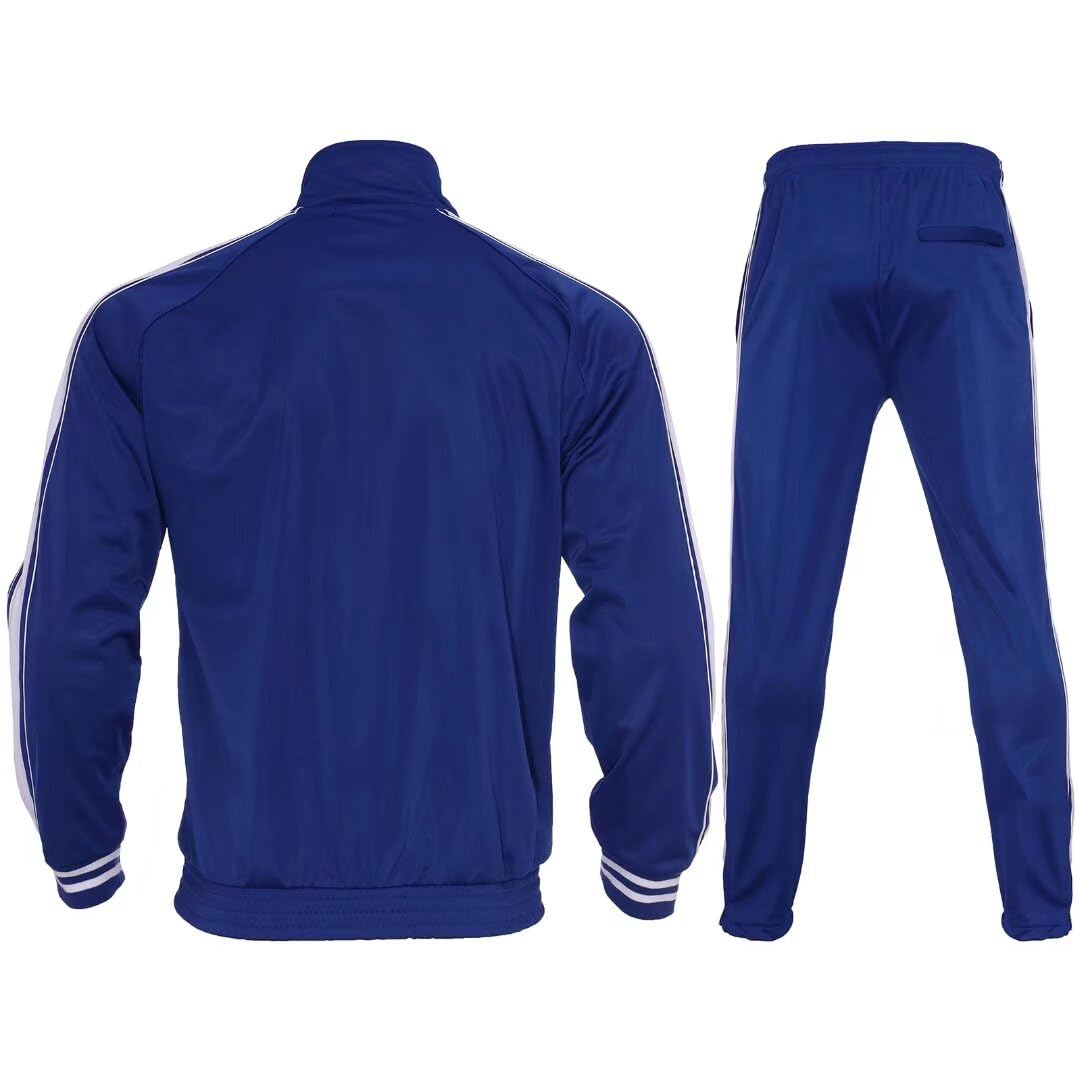 R RAMBLER 1985 Zusmen Mens Athletic 2 Piece Tracksuit Sets Casual Jogging Suits Full Zip Sports Set Stand-up collar Sweatsuit fo Men Royalblue 5XL