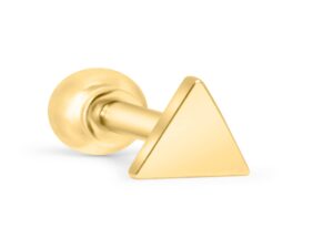 ondaisy 14k solid yellow gold 6mm jewelry triangle pyramid ear studs post barbell earring piercing for women sensitive ears