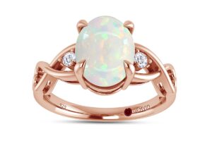 gemvio collection 1 1/4 ct 7x9mm oval cut natural white opal gemstone with diamond accent in 14k rose gold over sterling silver infinity heart engagement wedding ring gifts for women(1.25cttw)-9