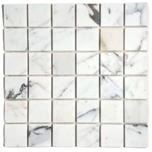 Tenedos Calacatta Gold Marble 2x2 Square Floor and Wall Tile Honed for Kitchen Backsplash| Bathroom| Fireplace Surround