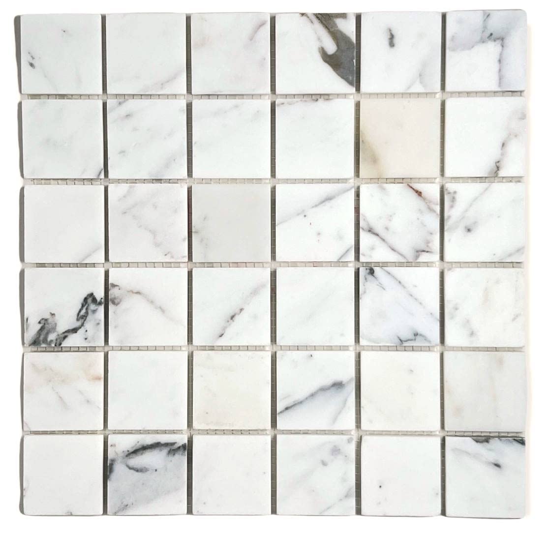 Tenedos Calacatta Gold Marble 2x2 Square Floor and Wall Tile Honed for Kitchen Backsplash| Bathroom| Fireplace Surround