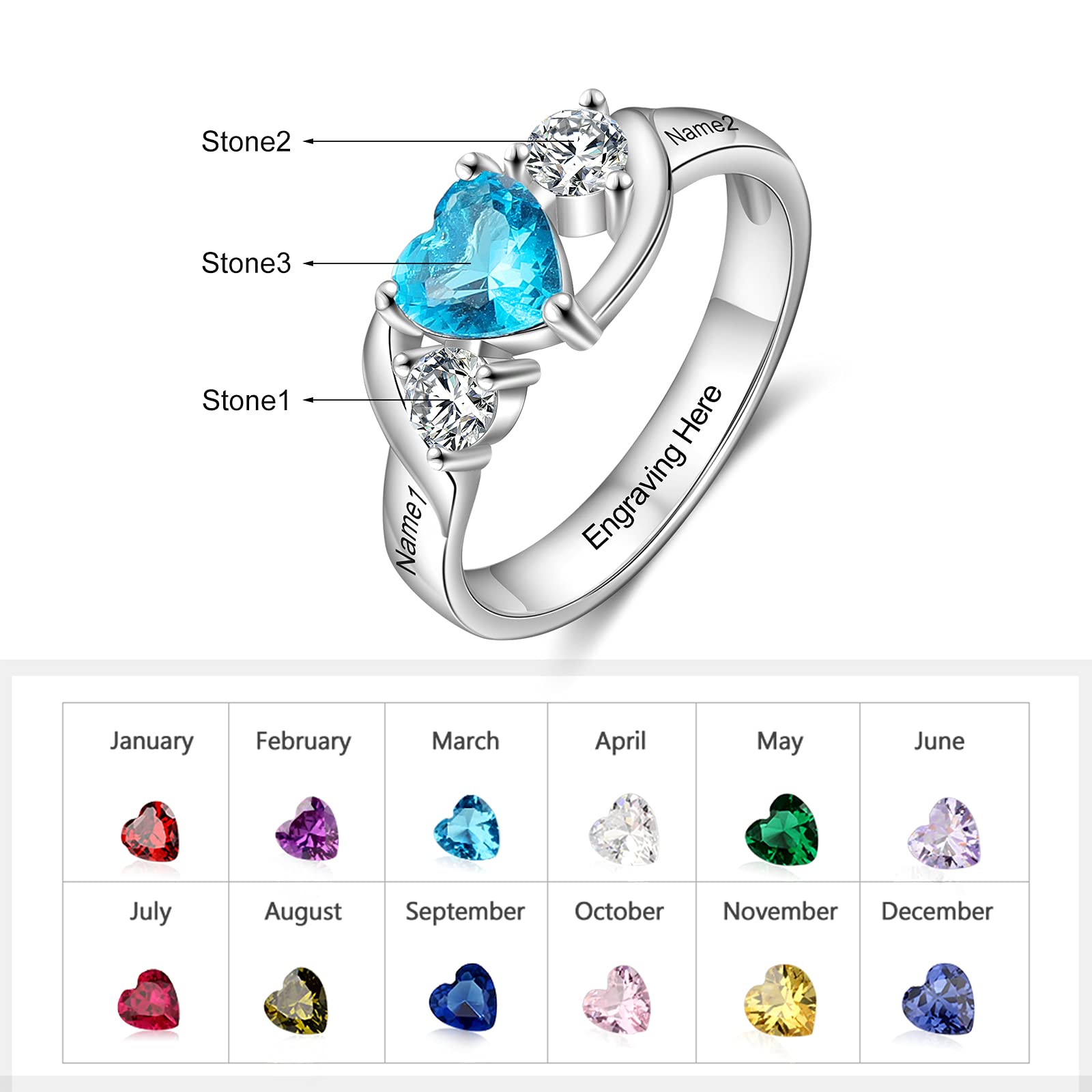 Lam Hub Fong Personalized Name Rings for Women with Simulated Birthstone Couples Promise Rings Engagement Name Rings for Women (7)