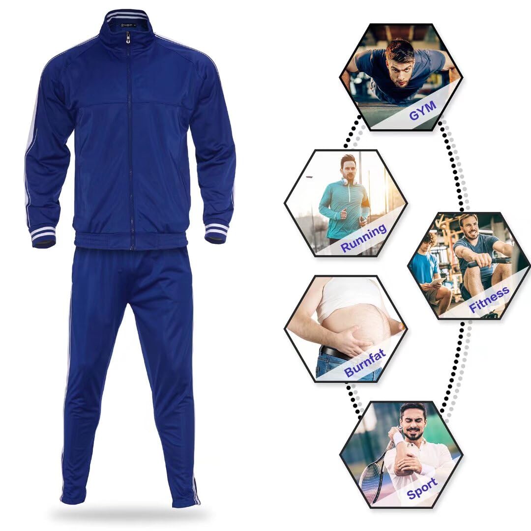 R RAMBLER 1985 Zusmen Mens Athletic 2 Piece Tracksuit Sets Casual Jogging Suits Full Zip Sports Set Stand-up collar Sweatsuit fo Men Royalblue 5XL