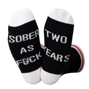 tsotmo 2 pairs sobriety anniversary socks sobriety gift aa na recovery socks sober as encouragement gift (2 year f)