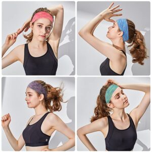 Jesries Women's Workout Headbands Non Slip Sport Sweatbands Yoga Hairbands for Travel Fitness Athletic Elastic Moisture Wicking for Girls