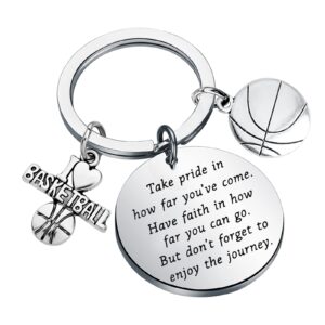 fustmw basketball keychain basketball lovers gifts basketball player gifts take pride in how far you have come (silver)