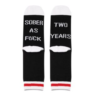 TSOTMO 2 Pairs Sobriety Anniversary Socks Sobriety Gift AA NA Recovery Socks Sober As Encouragement Gift (2 year F)