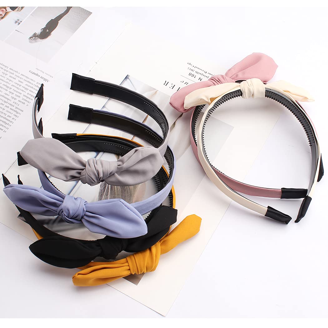 ACO-UINT 6 Pack Knotted Bow Headbands for Women and Girls - Cute Hair Accessories with Thin Knots, Suitable for Kids 8-12