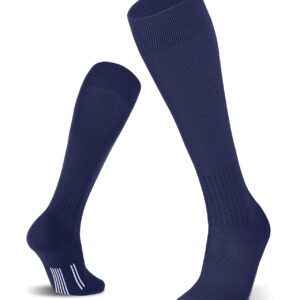 FITRELL 2/3 Pack Soccer Socks For Youth Kids Adult Baseball Softball Football Socks For Men Women Boys Girls,Navy,Medium