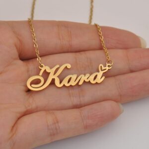 HUAN XUN Customized Made Women Name Necklace Gold Personalized Heart Pendant for Her Daddy