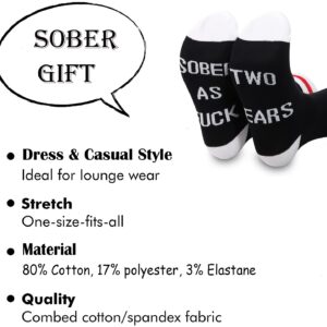 TSOTMO 2 Pairs Sobriety Anniversary Socks Sobriety Gift AA NA Recovery Socks Sober As Encouragement Gift (2 year F)