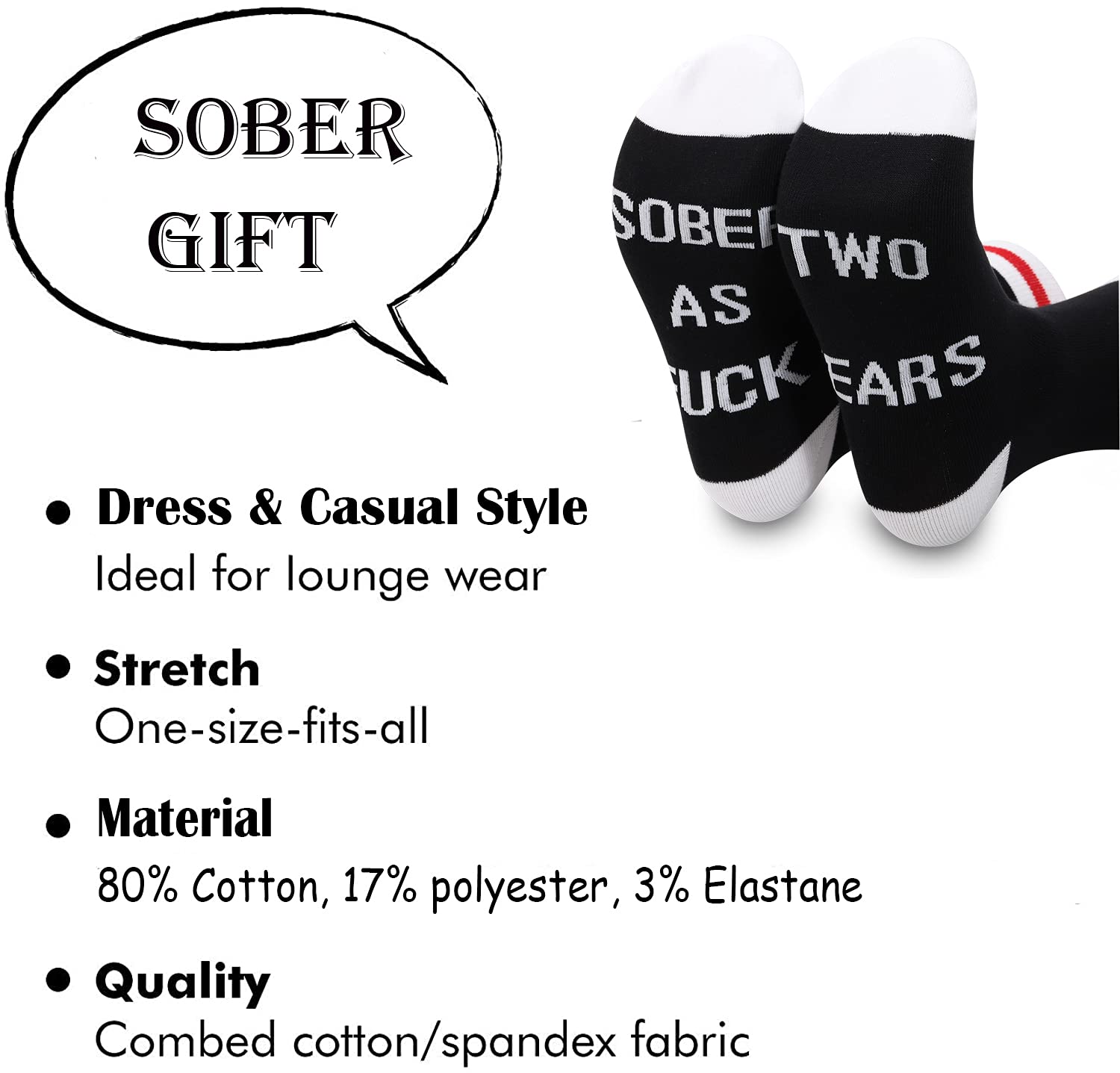 TSOTMO 2 Pairs Sobriety Anniversary Socks Sobriety Gift AA NA Recovery Socks Sober As Encouragement Gift (2 year F)